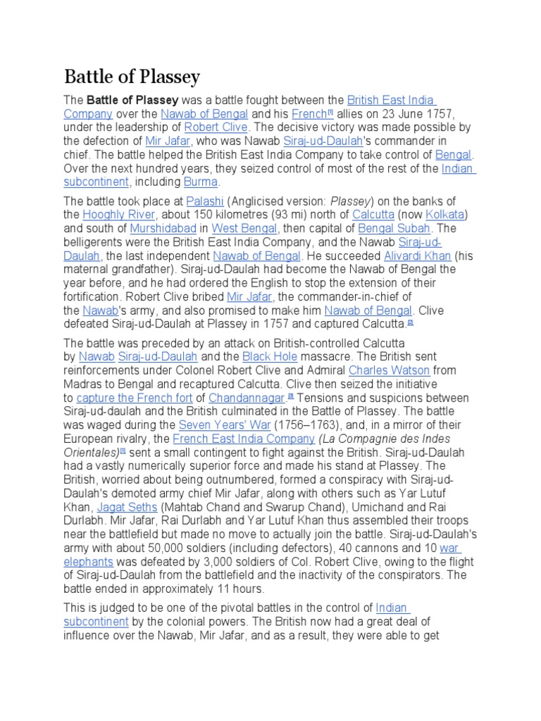 Battle of Plassey | PDF