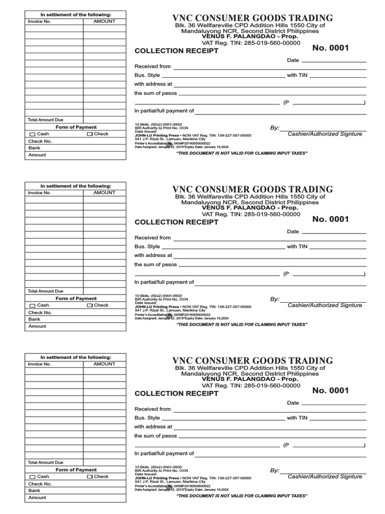 VNC Consumer Goods Trading CR Sample New | PDF