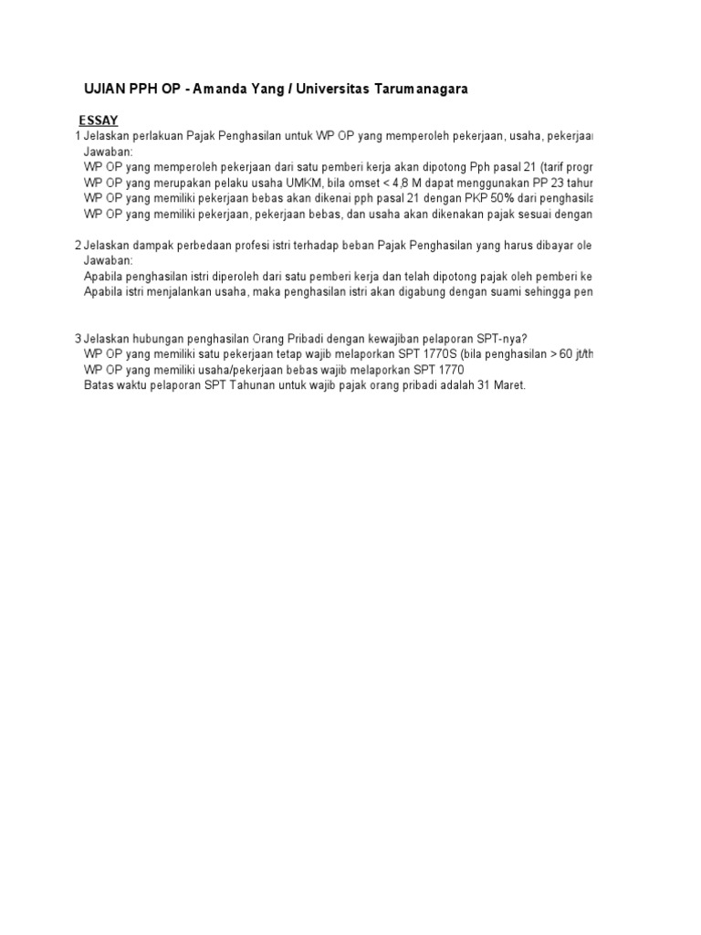 Panduan PPh OP dan SPT Tahunan | PDF