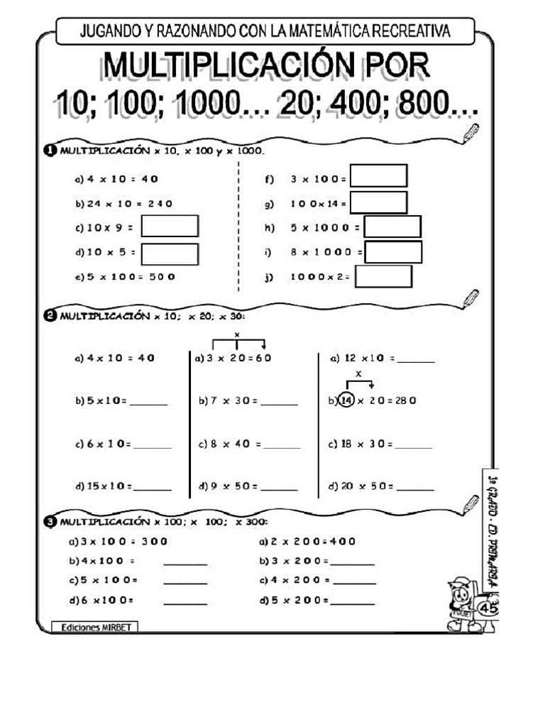 Multiplicacion Por 10, 100 y Mil | PDF