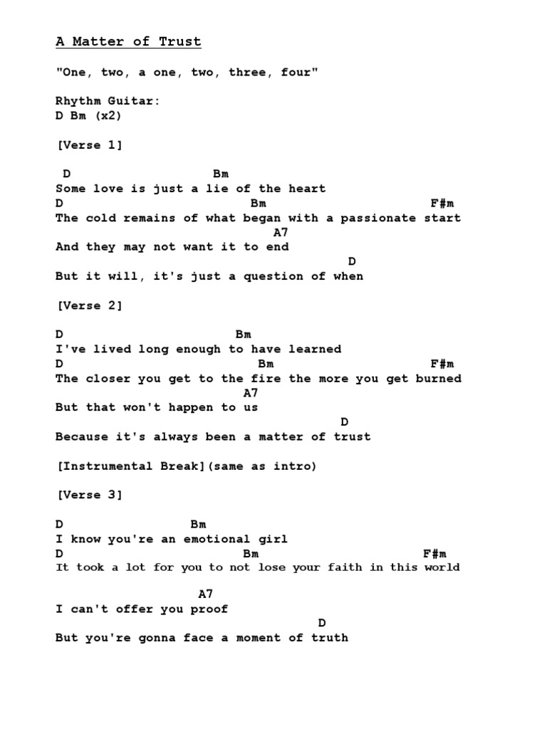 A Matter of Trust | PDF | Song Structure