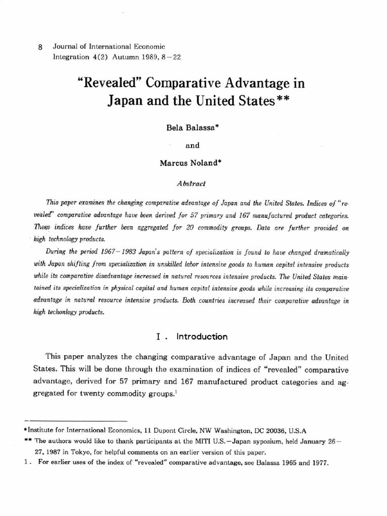 Balassa B 1965 Trade Liberalisation And Revealed Comparative