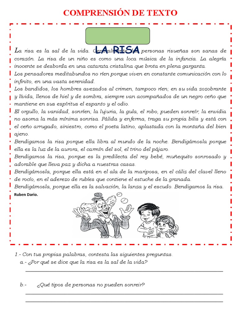 COMPRENSION LA RISA 4to H | PDF | La risa