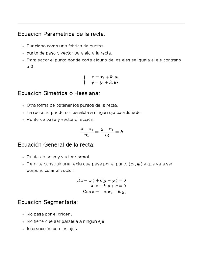 Resumen de Ecuaciones de La Recta | PDF