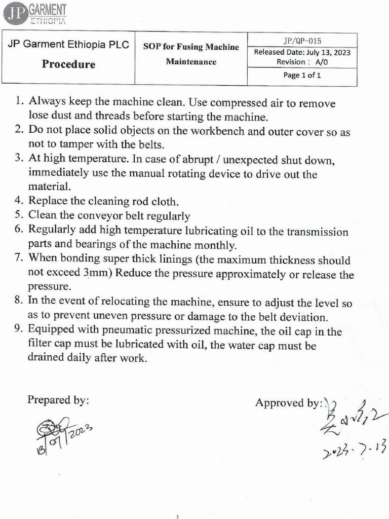 Sop Fusing - 0001 | PDF