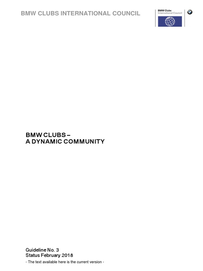 BMW Clubs International Guidelines 2018 | PDF