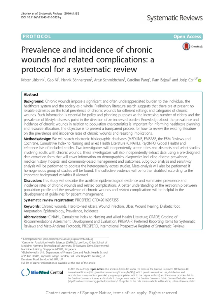 Prevalence And Incidence Of Chronic Wounds And Rel Pdf