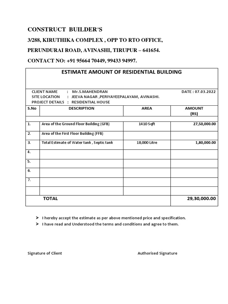 Mahendran Pyp TMP Quotation With Specification | PDF