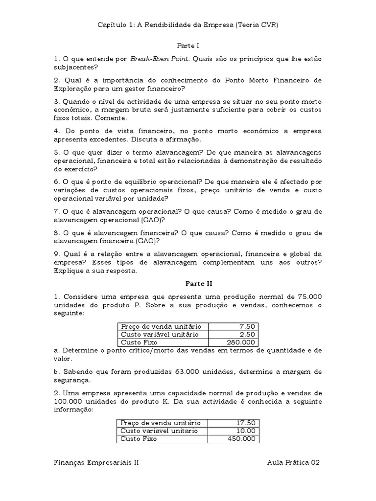 Aula Prática N° 02 - Teoria de CVR | PDF | Avaliação de risco | Comércio