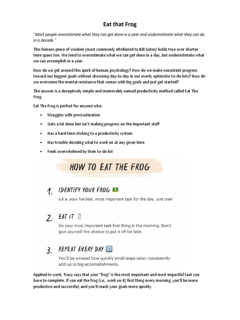 Eat That Frog | Download Free PDF | Procrastination | Professional Skills