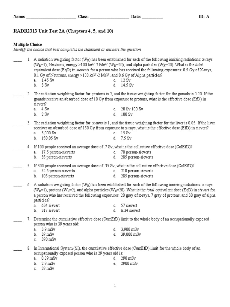Rad Safety Questions | PDF