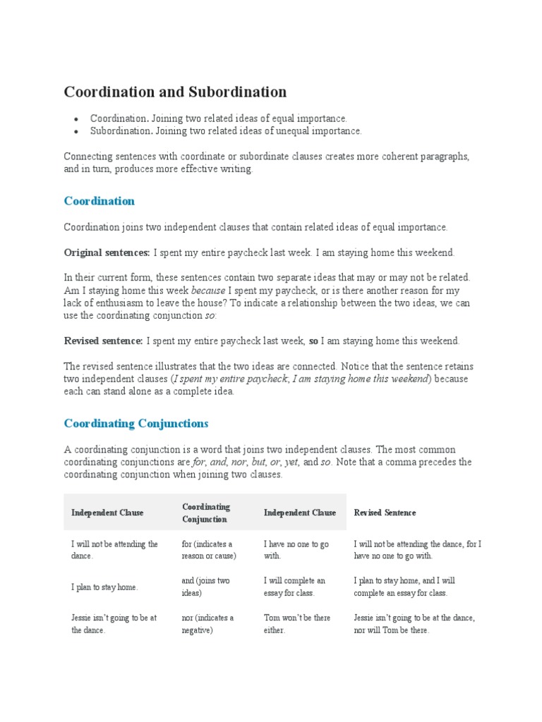 2 Coordination And Subordination Pdf