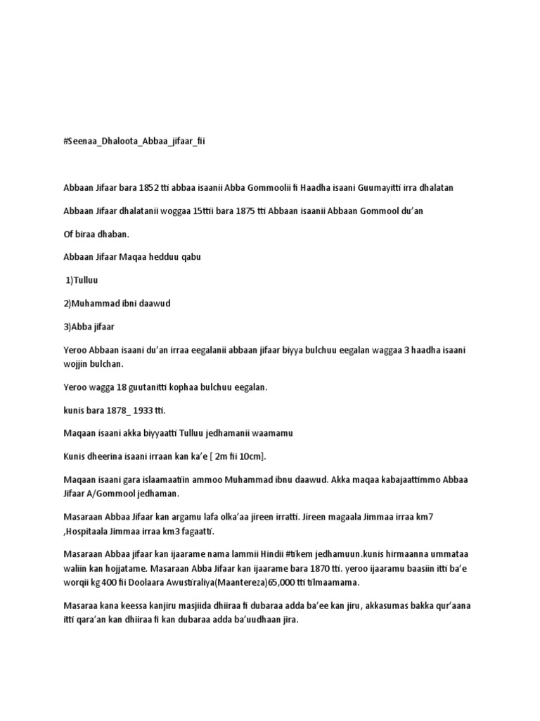 Seenaa - Dhaloota-WPS Office | PDF
