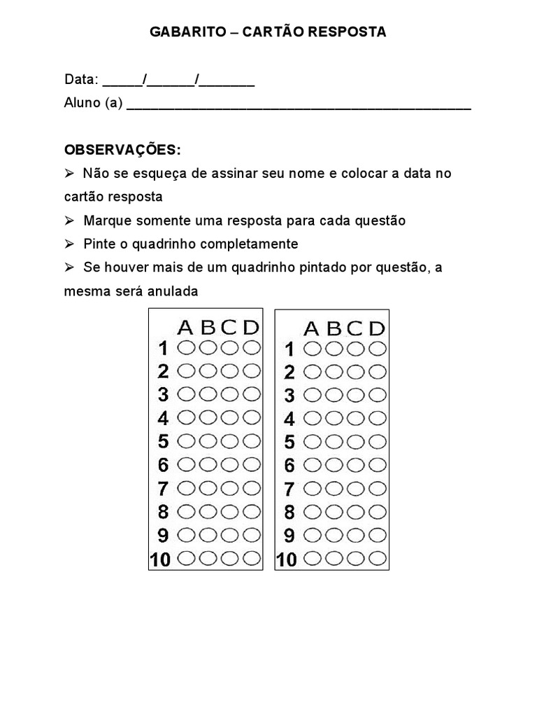 Gabarito 10 Questões | PDF | Carreira e Crescimento | Métodos e ...