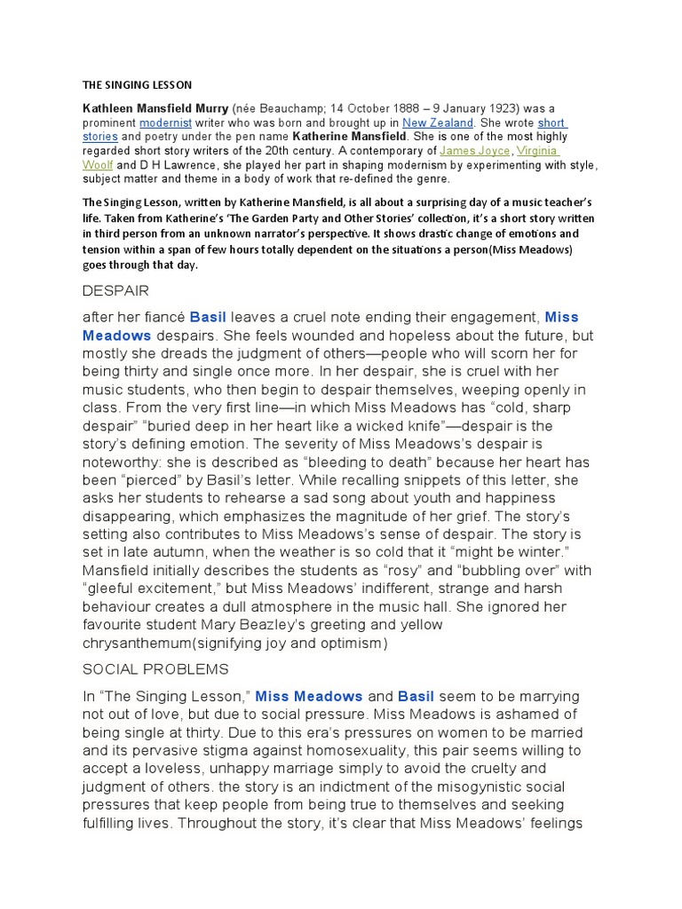 The Singing Lesson | PDF