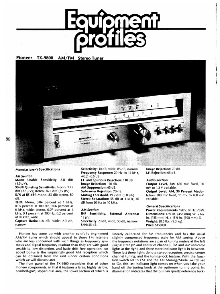 Pioneer TX 9800 Brochure | PDF