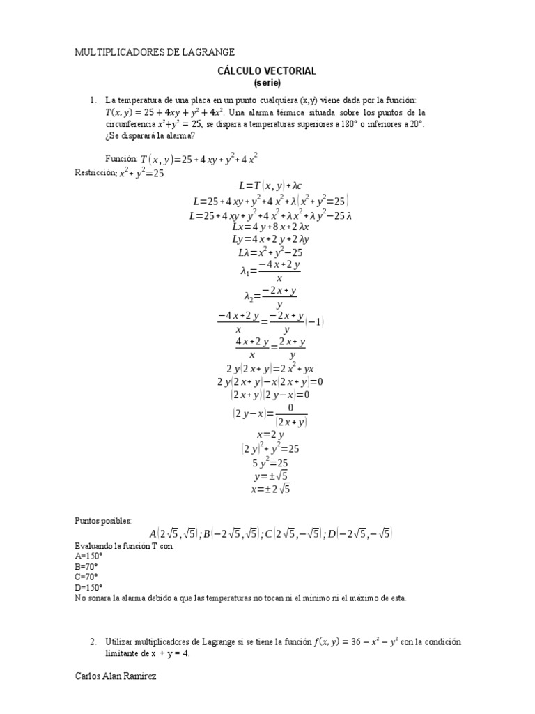 Multiplicadores de Lagrange-Vect | PDF