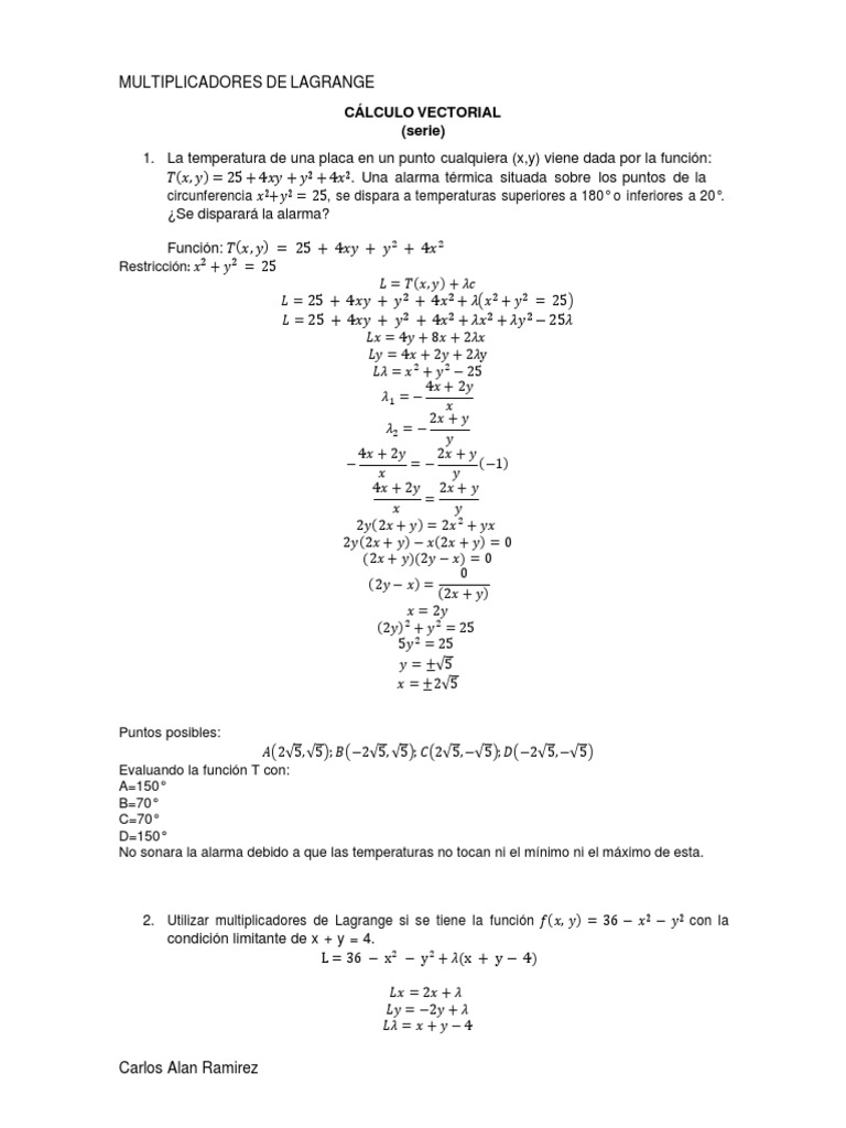 Multiplicadores de Lagrange-Vect | PDF