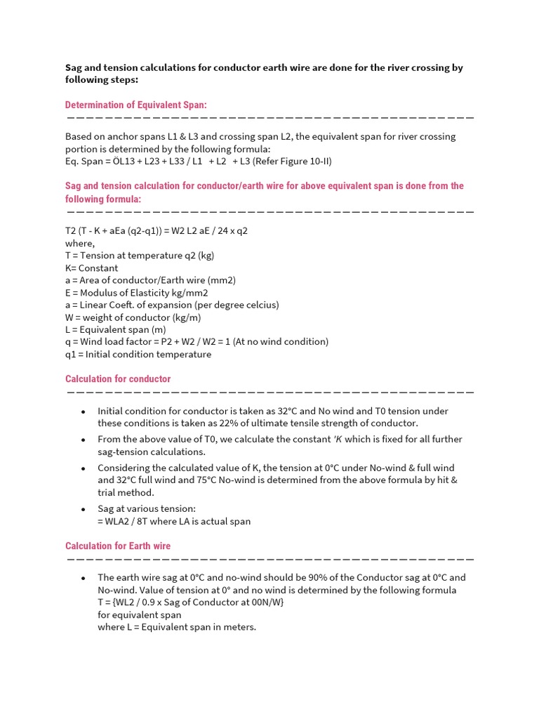 Sag and tension calculations for conductor | PDF