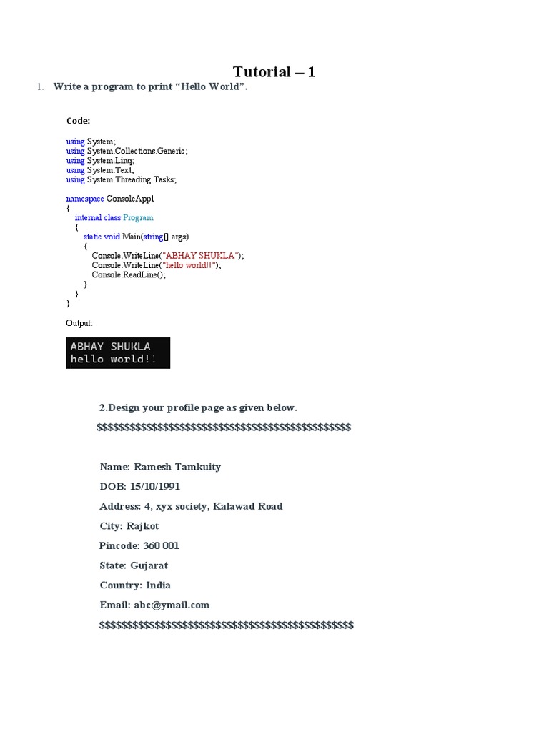 Tutorial 1 | Download Free PDF | Namespace | Software