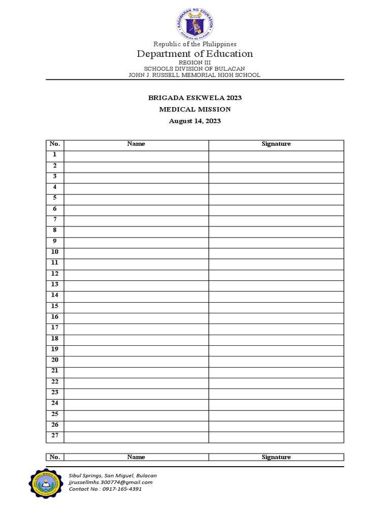 Attendance Medical Mission | PDF