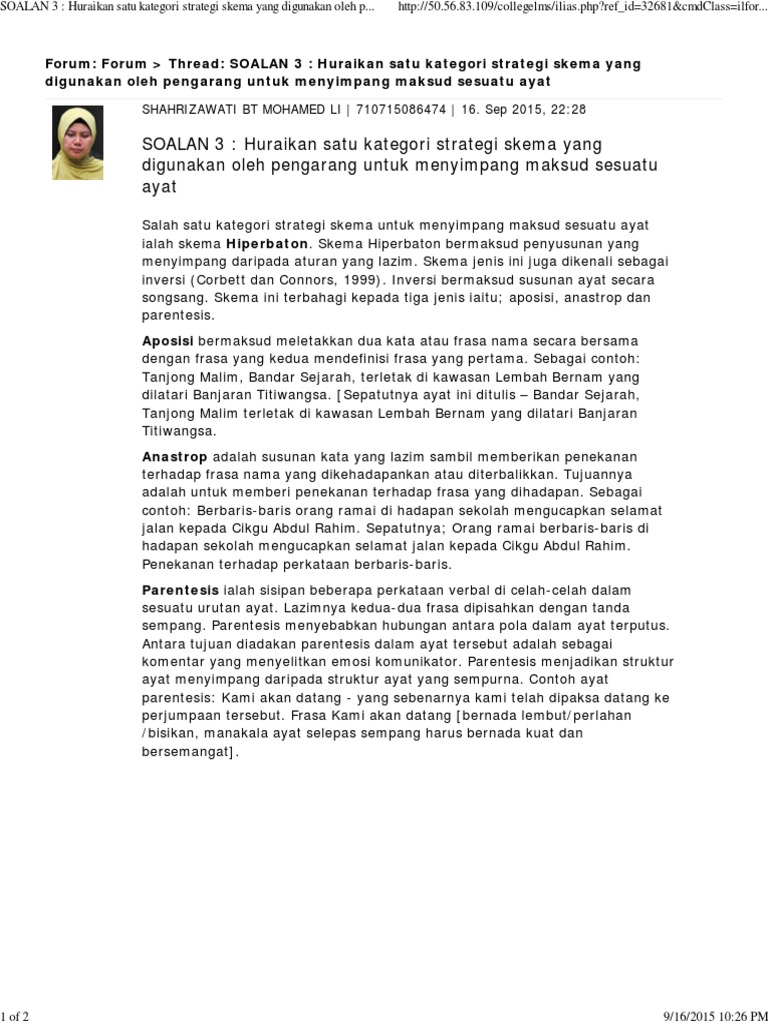 SOALAN 3. Huraikan Satu Kategori Strategi Skema Yang Digunakan Oleh Pengarang Untuk Menyimpang ...