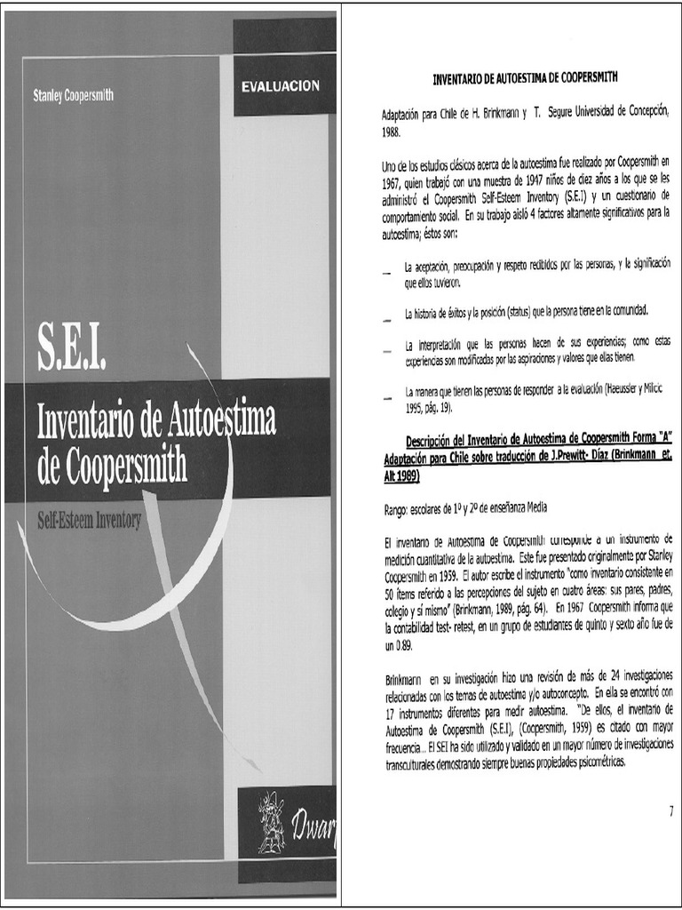Autoestima Coopersmith | PDF