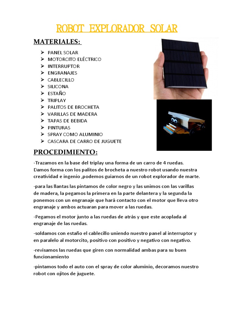Robot Explorador Solar | PDF