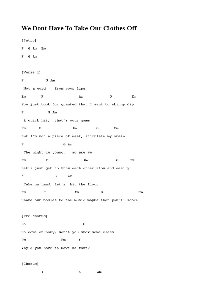 We Dont Have To Take Our Clothes Off | PDF | Song Structure ...