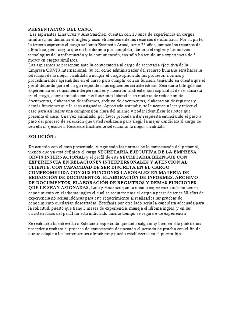 Presentación Del Caso | PDF