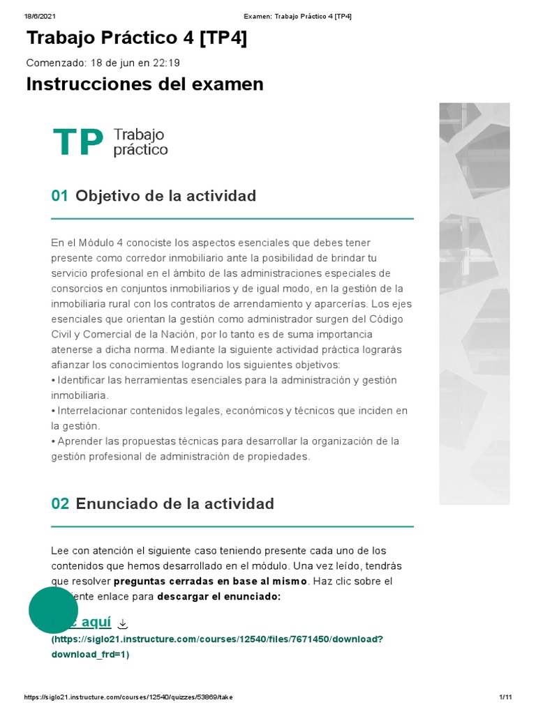 Actividades en Gestión Inmobiliaria TP4 | PDF