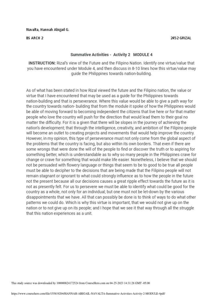 Hannah Abigail Navalta Summative Activities Activity 2 Module 4.PDF | PDF