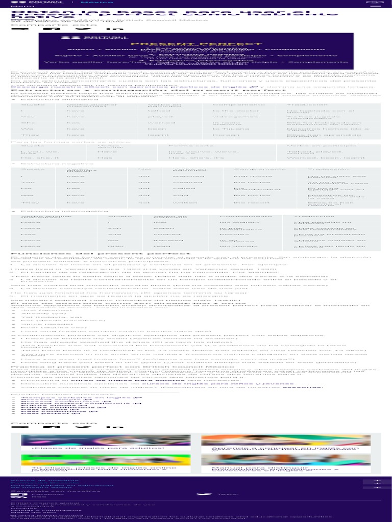 Present Perfect Estructura, Usos y Ejemplos British Council | PDF ...