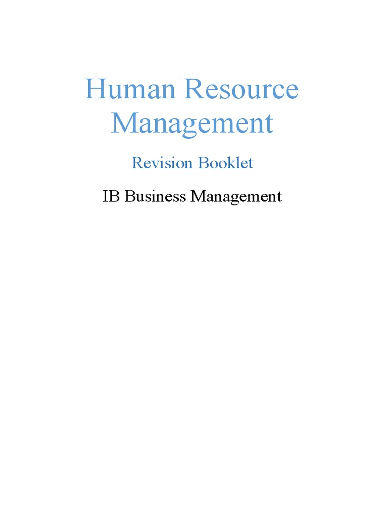 Unit 2 HRM Revision Booklet 2019-2 | PDF