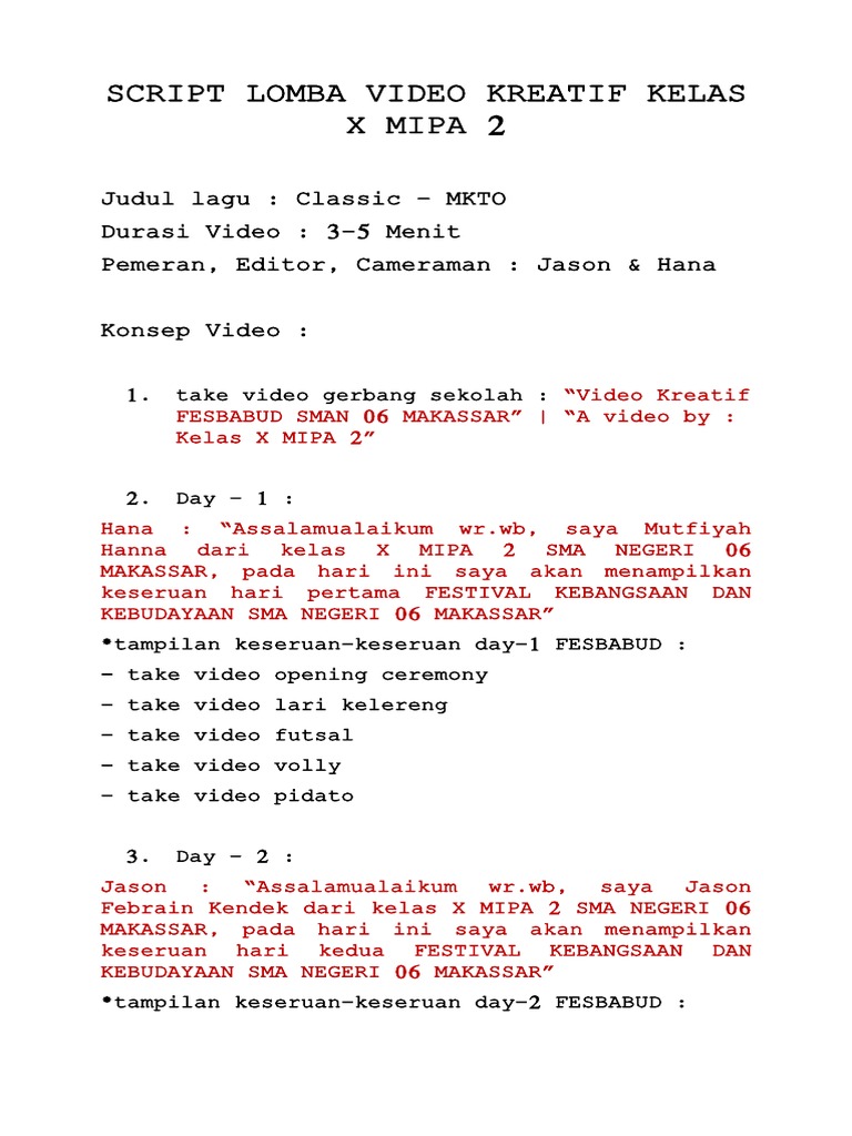 SCRIPT VIDEO KREATIF | PDF