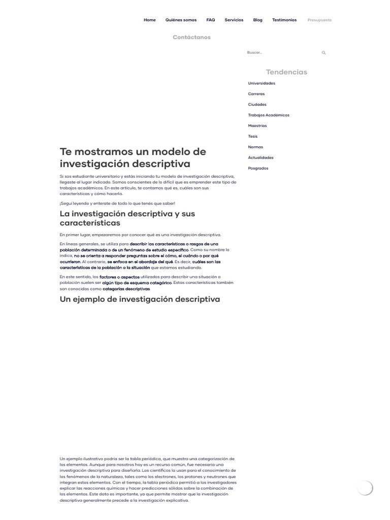 Modelo de Investigación Descriptiva - Tesis y Másters | PDF