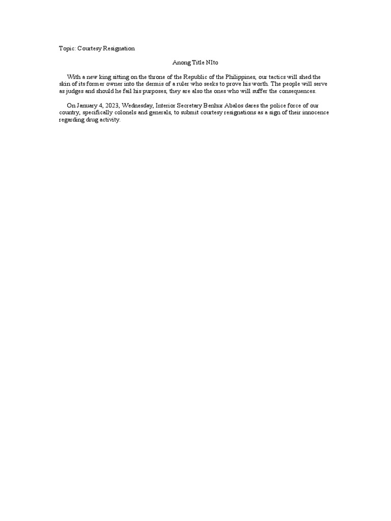 Understanding Courtesy Resignation | PDF | Social Science | Mystery ...