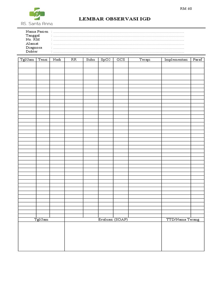 Lembar Observasi Igd | PDF