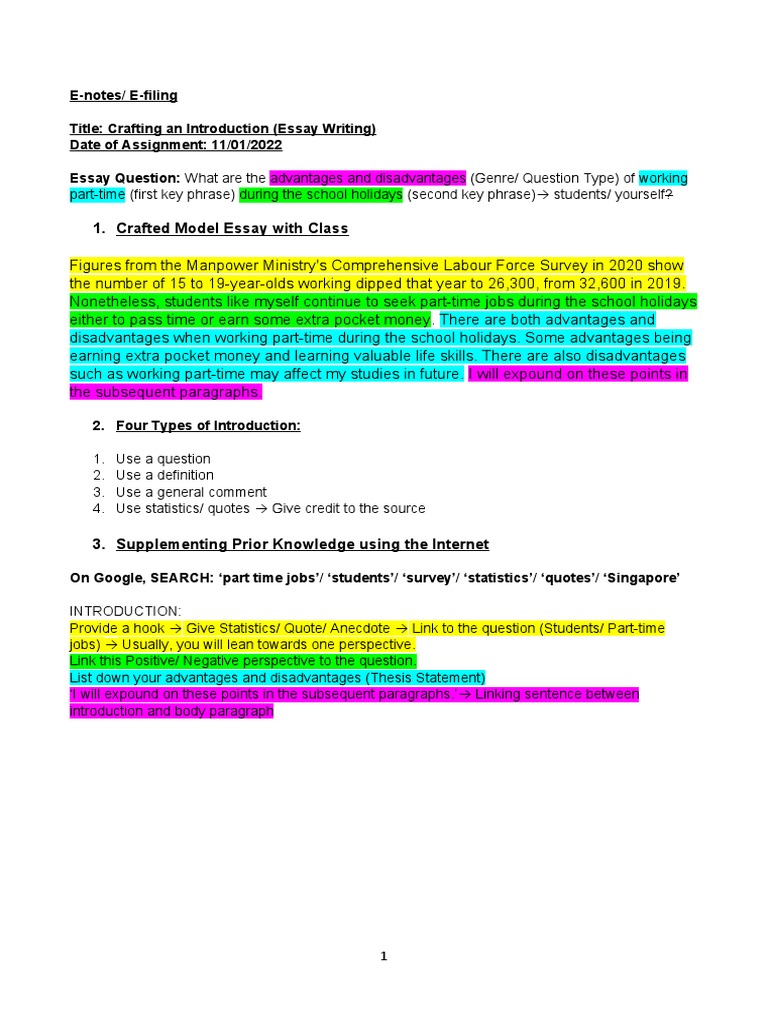 Sec 3 Essay E-Notes | PDF