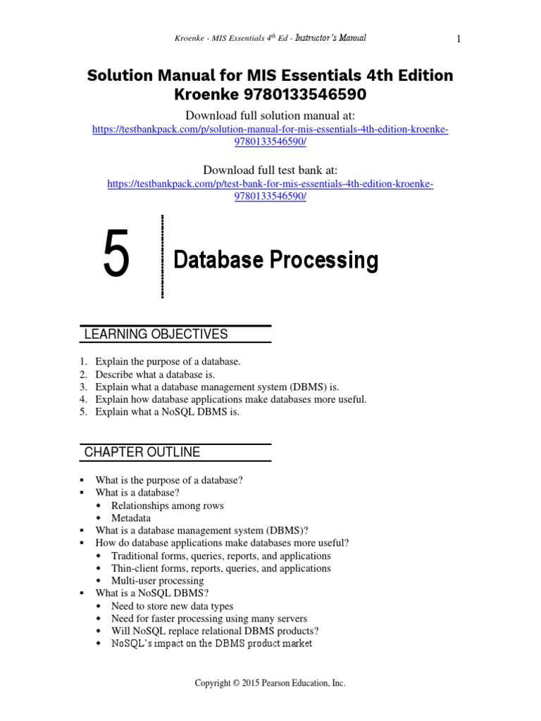 MIS Essentials 4th Edition Kroenke Solutions Manual Download | PDF ...