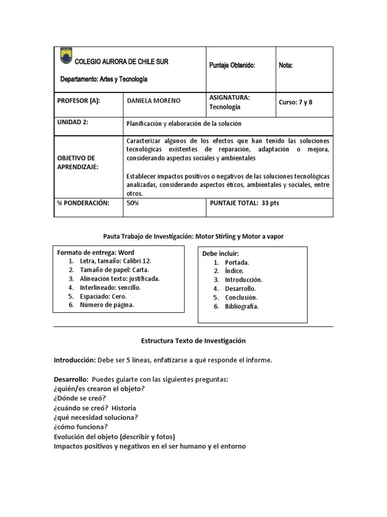 Pauta Trabajo de Investigación 7 | PDF