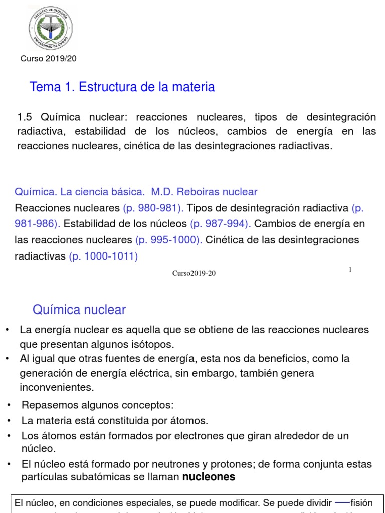 Química Nuclear: Reacciones y Desintegración | PDF
