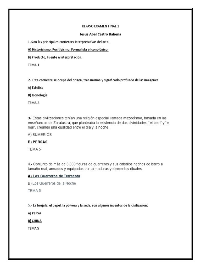 Repaso Examen Final 1 | PDF