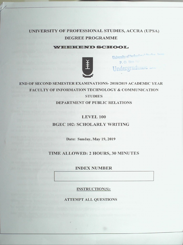 Bgec 102 Scholarly Writing-Wkd | PDF