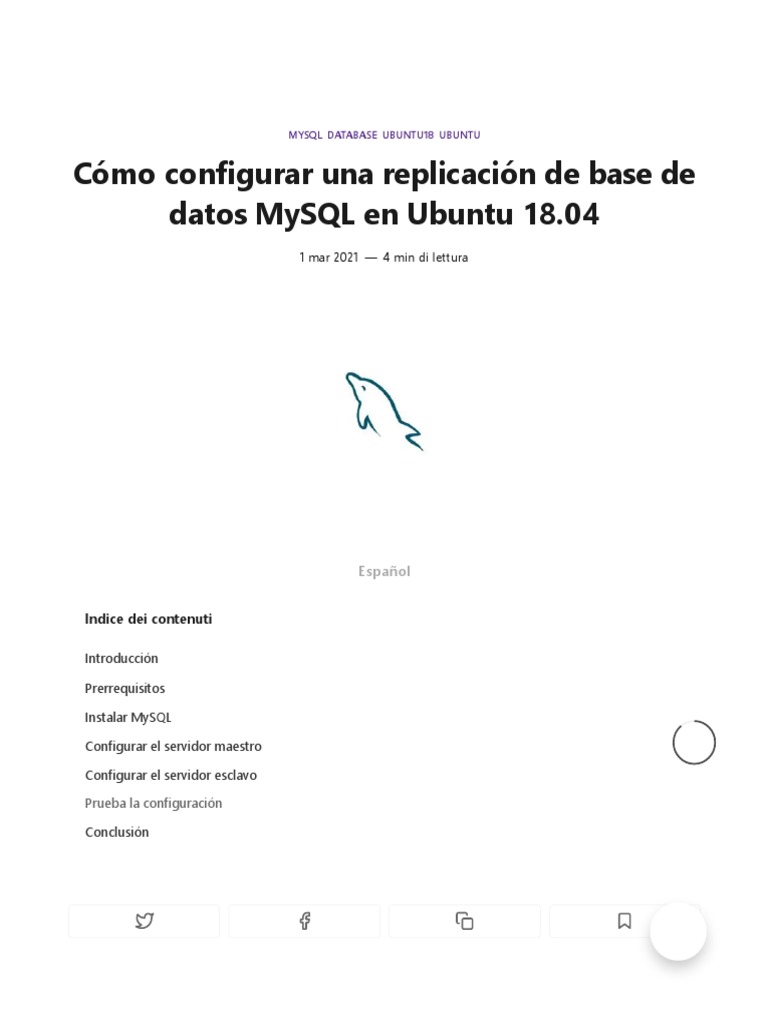 Cómo Configurar Una Replicación de Base de Datos MySQL en Ubuntu 18.04 | PDF | Mi sql | Servidor ...