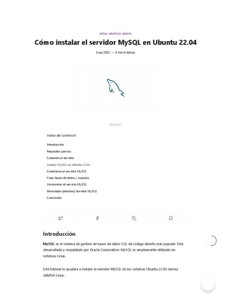 Cómo Instalar El Servidor MySQL en Ubuntu 22.04 | PDF | Mi sql | Cubierta segura