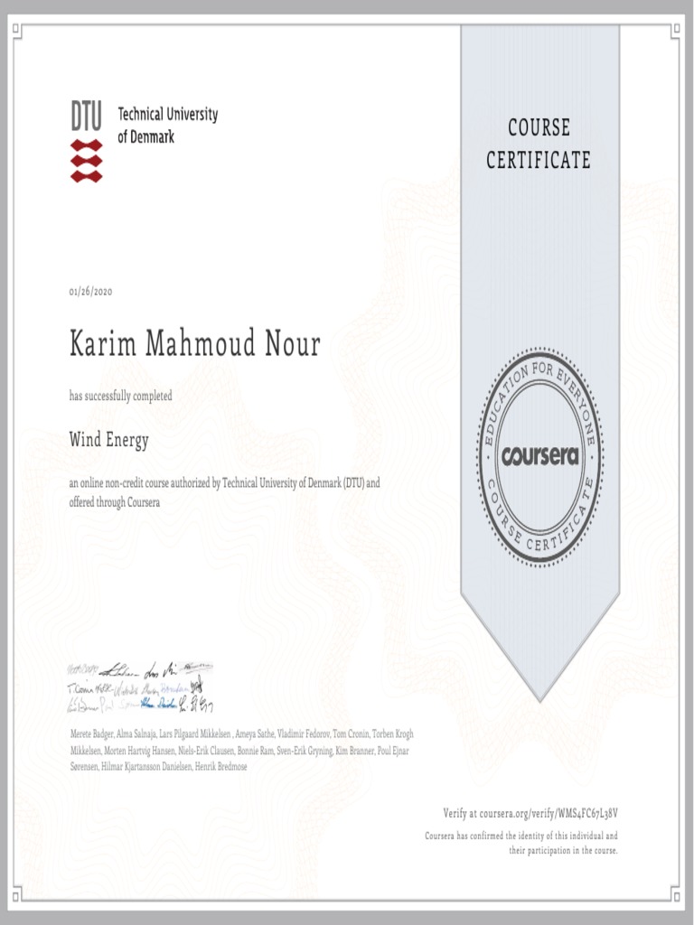 Wind Energy Course Certificate | PDF