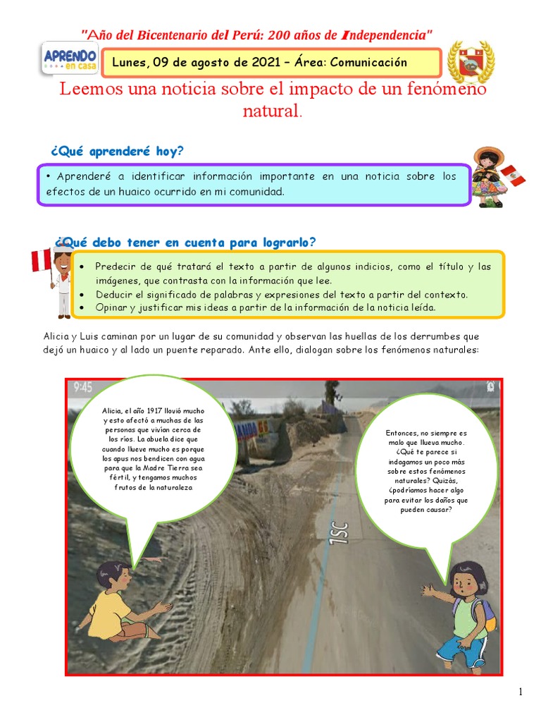 SESION Noticia Sobre El Huayco Enla Tinguiña | PDF