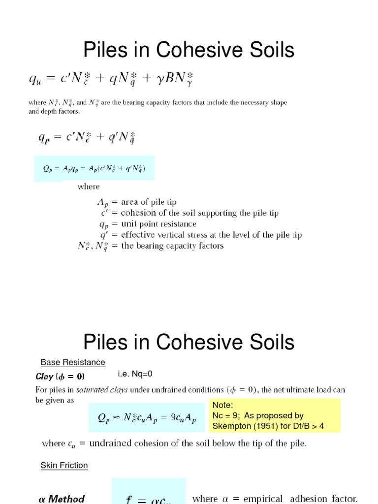 Lec 10 Pile Capacity of Cohesive Soils | PDF | Deep Foundation | Civil ...