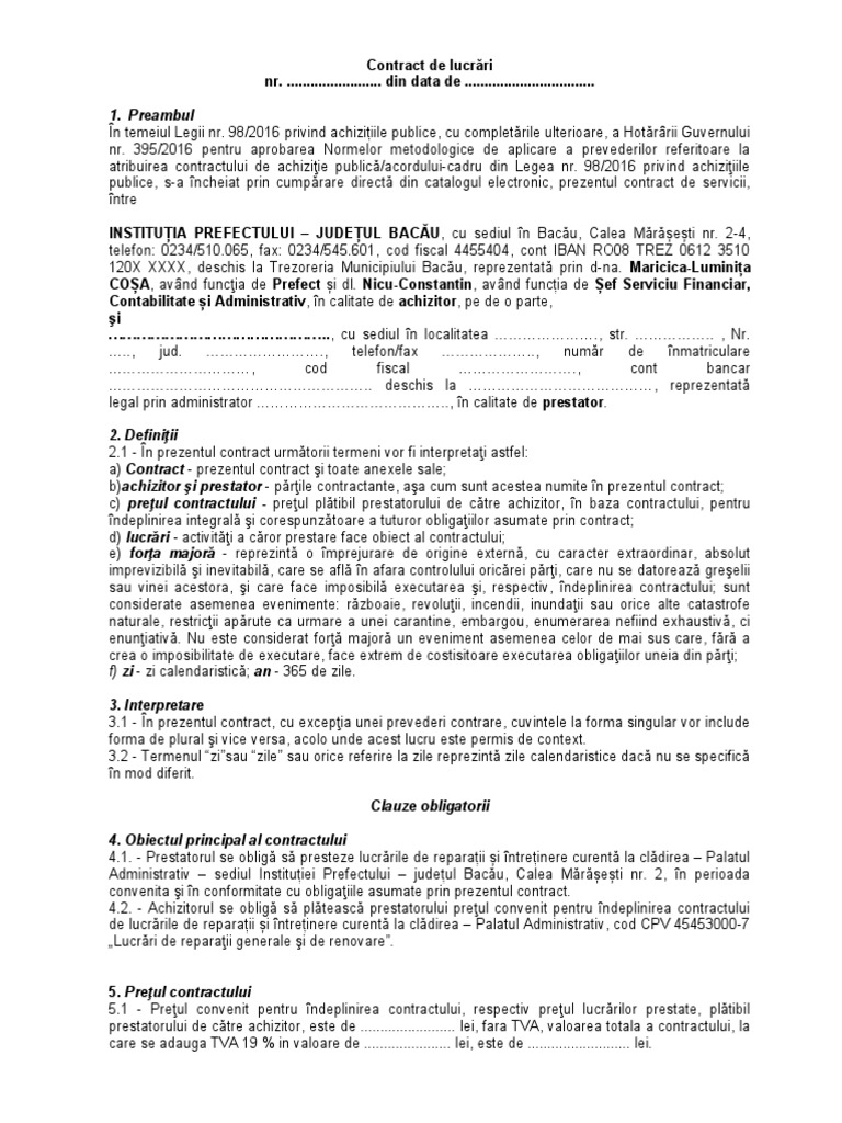 Model Contract Lucrari Reparatii | PDF